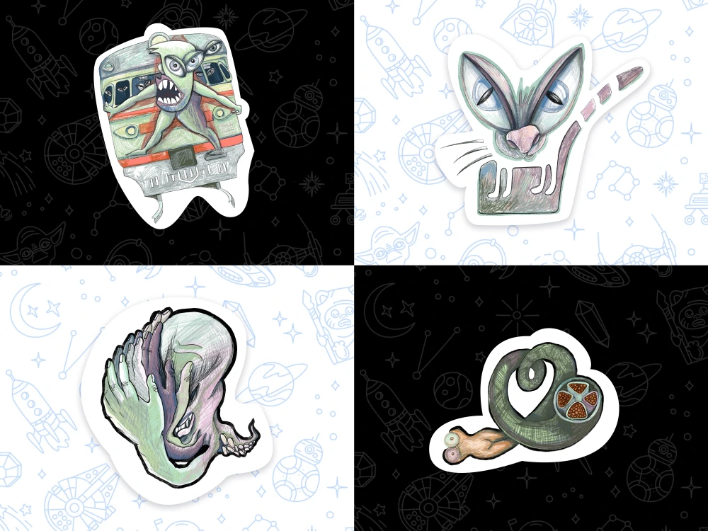 Vector or raster custom comical sticker set | Upwork