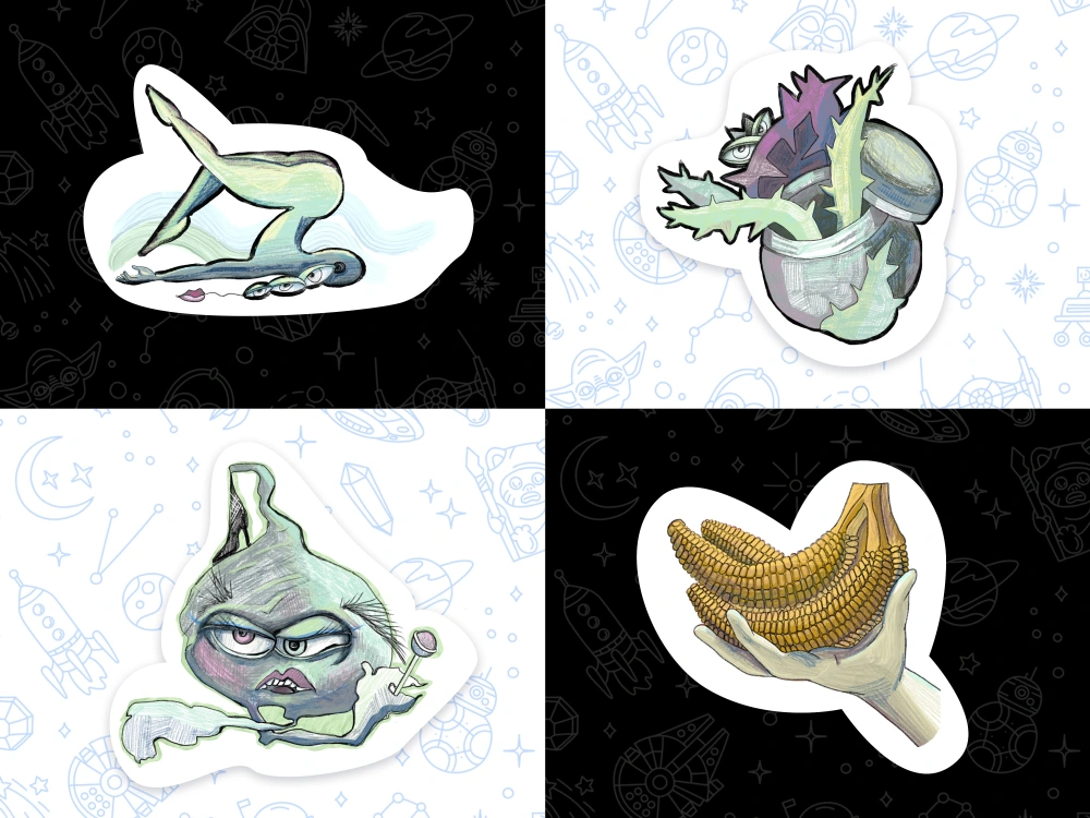 Vector or raster custom comical sticker set | Upwork