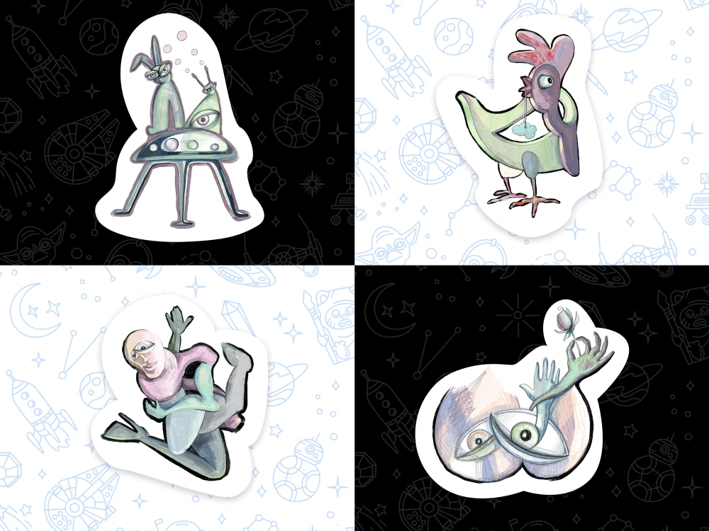 Vector or raster custom comical sticker set | Upwork