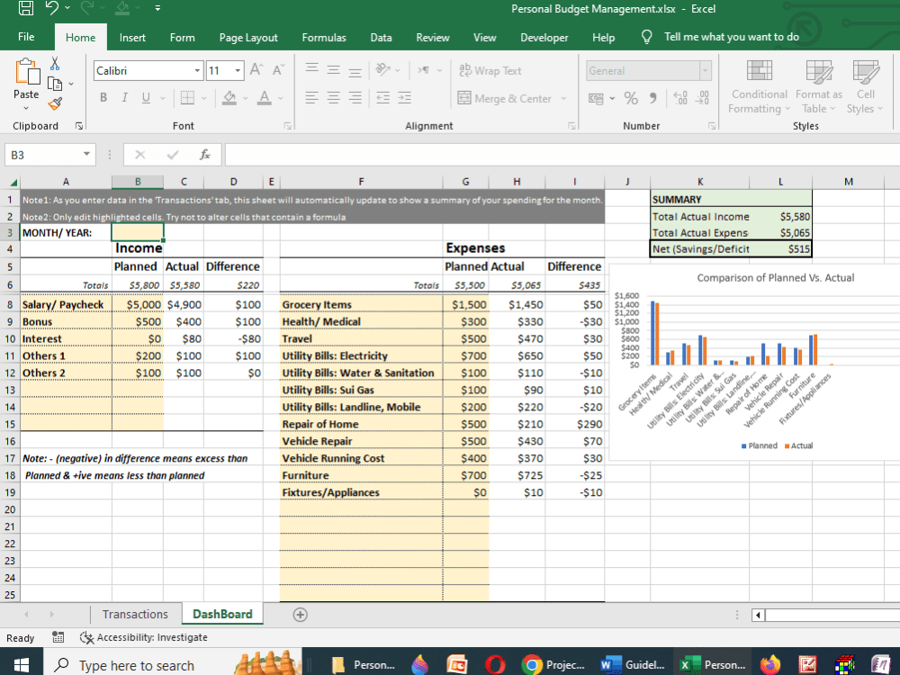 Personal Budget Management Template - Easy to Use & Track Expenses | Upwork