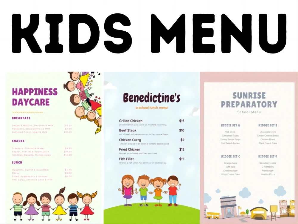A cute children's menu designed. | Upwork