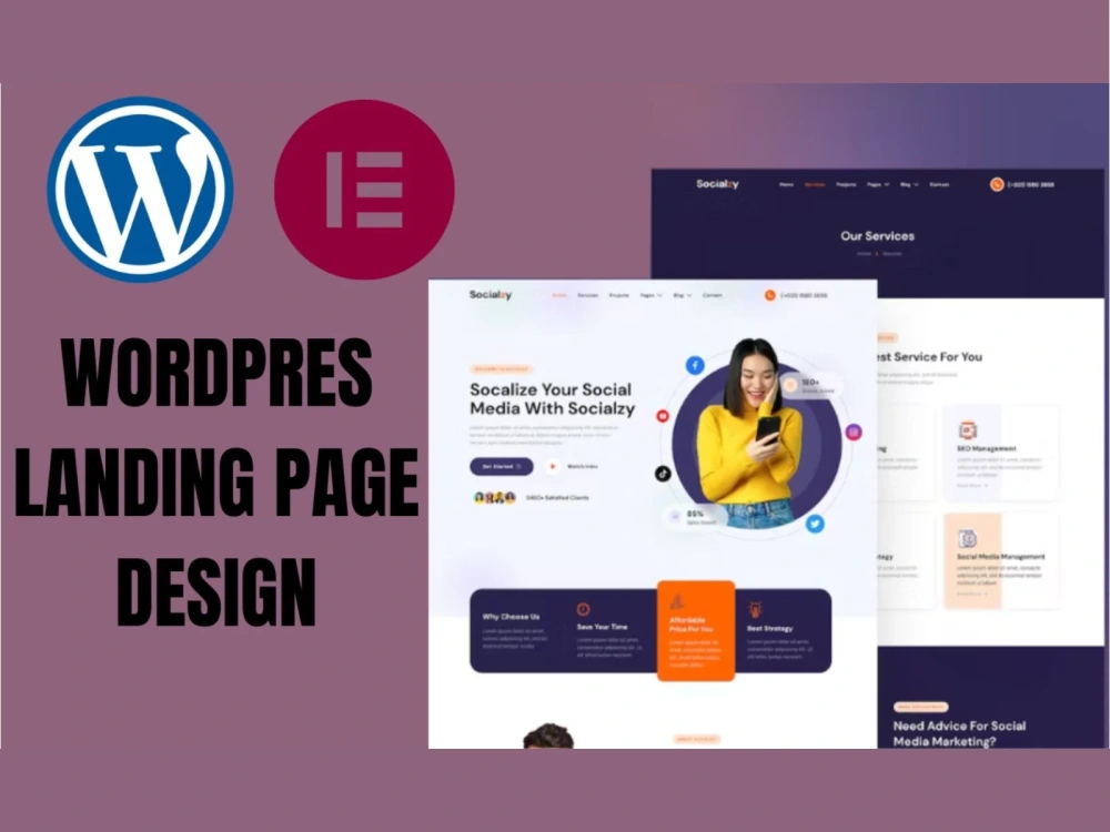 Wordpress website, landing page design using elementor | Upwork