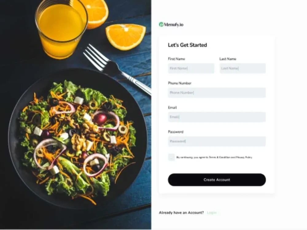 A fantastic Log in page page for a food SAAS website | Upwork