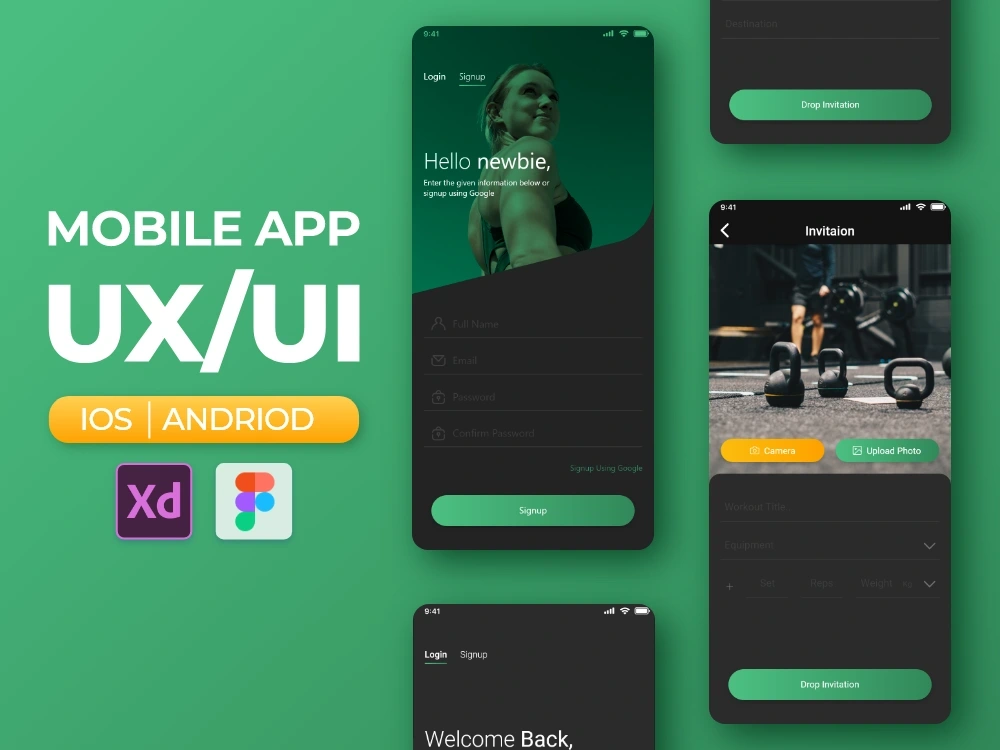 A mobile app ui / app ui design / mobile ui ux designer in Figma and XD | Upwork