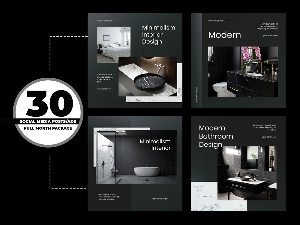 30 Unique SOCIAL MEDIA POST DESIGNS for a whole month for your business ...