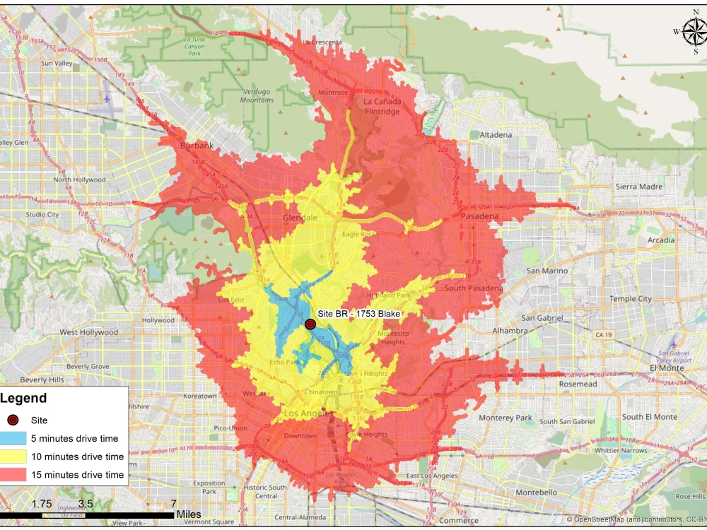 Isochrone map (drive time polygons) | Upwork
