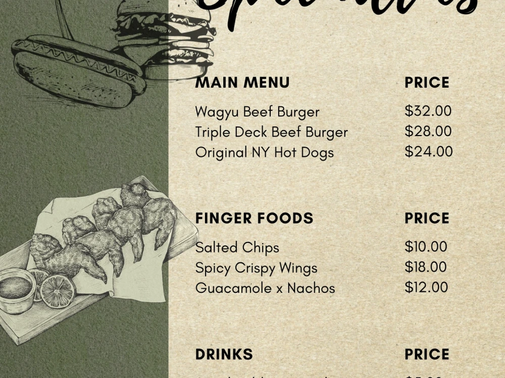 A modern custom-made restaurant menu, cafe menu, food menu | Upwork