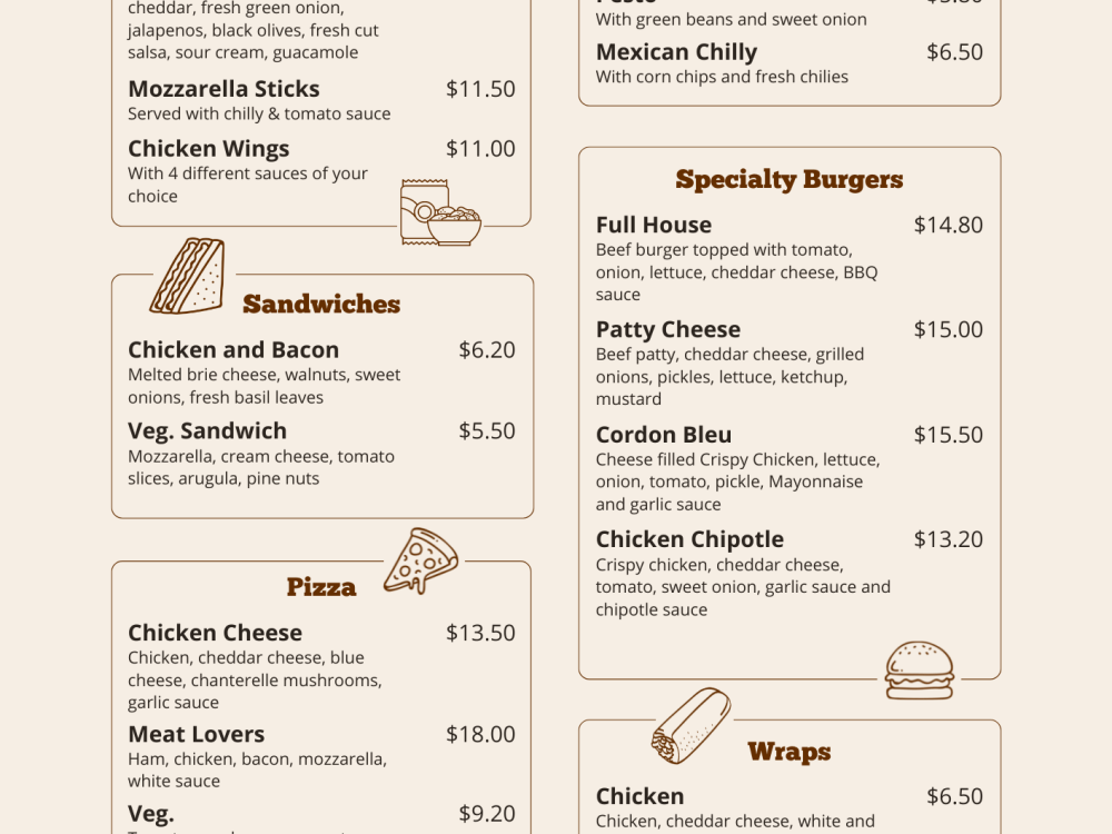 A modern custom-made restaurant menu, cafe menu, food menu | Upwork