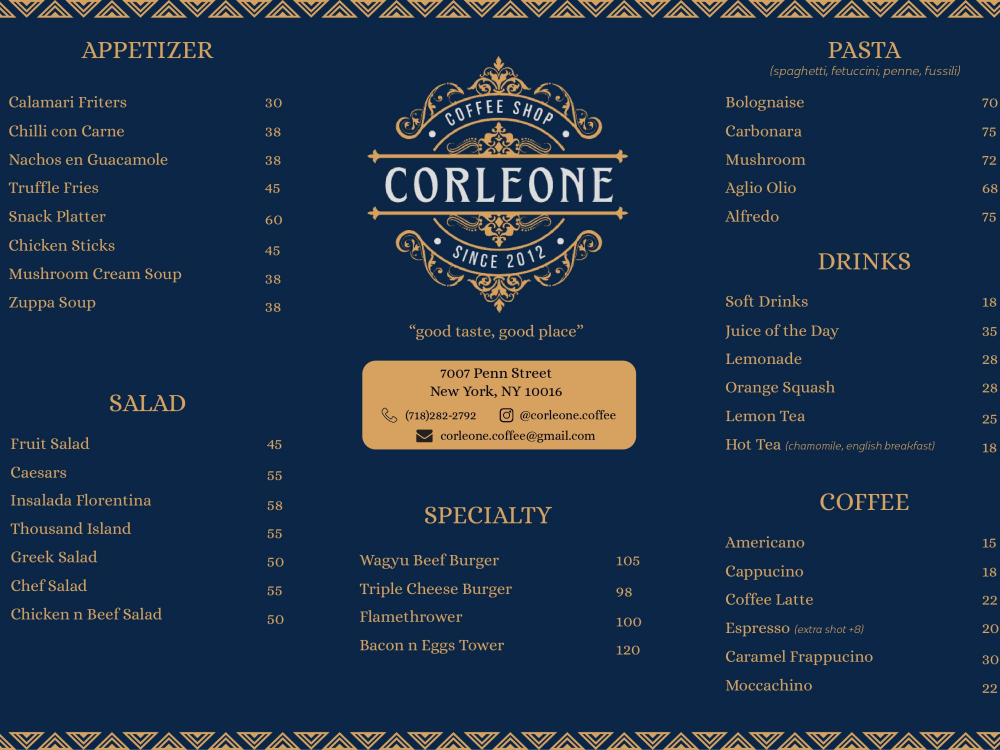 A modern custom-made restaurant menu, cafe menu, food menu | Upwork