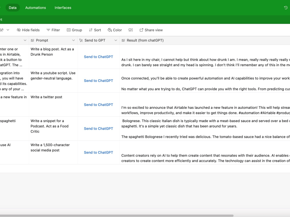 ChatGPT integration into Airtable | Upwork