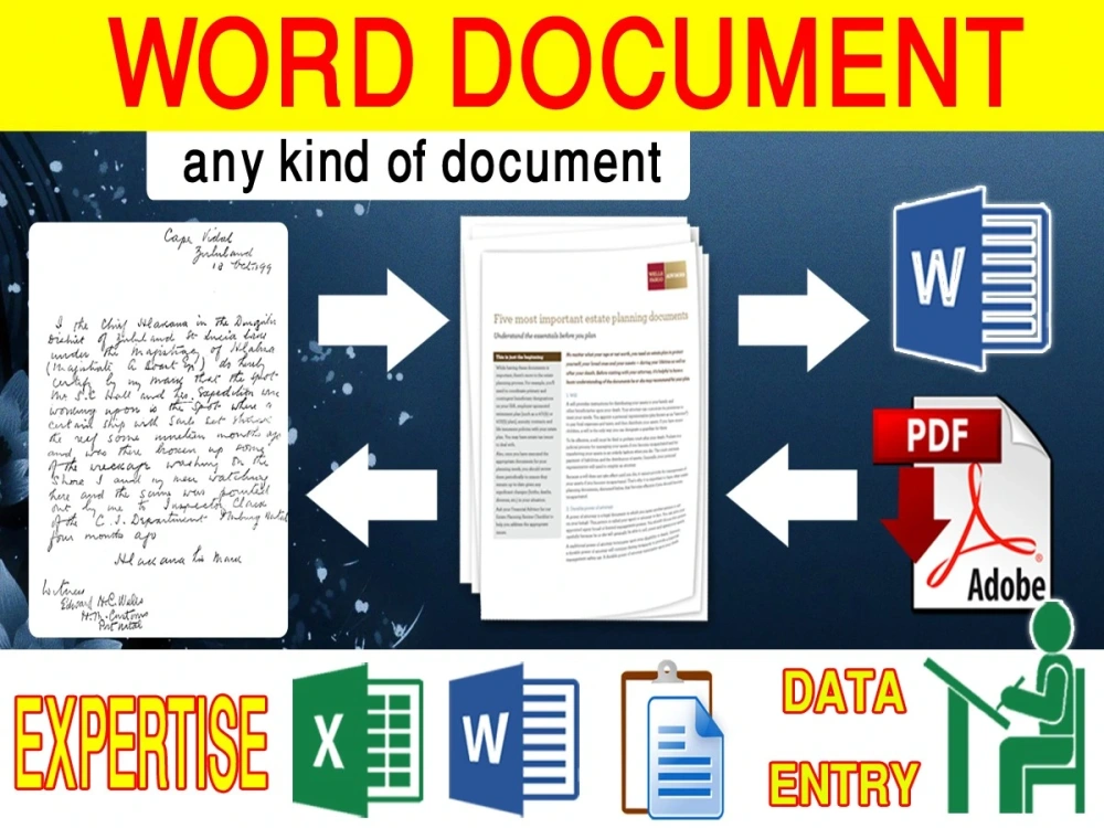 Accurate excel and word data entry, PDF conversion | Upwork