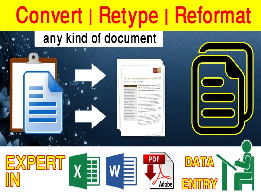 Accurate excel and word data entry, PDF conversion | Upwork
