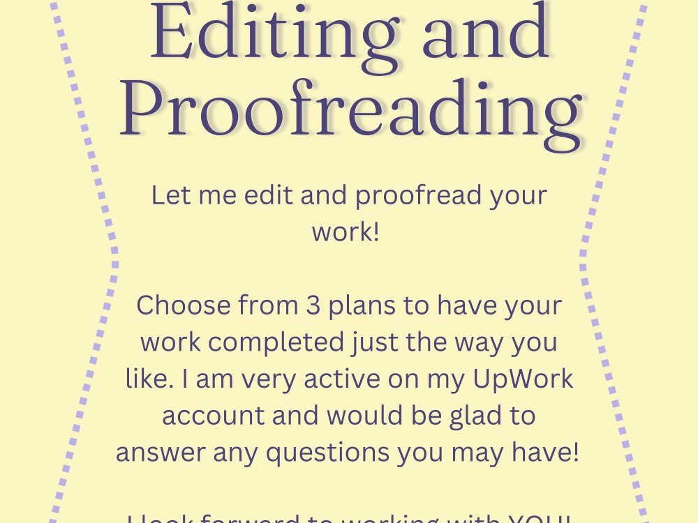 A quick and thorough proofreading of your book, project, essay, etc ...