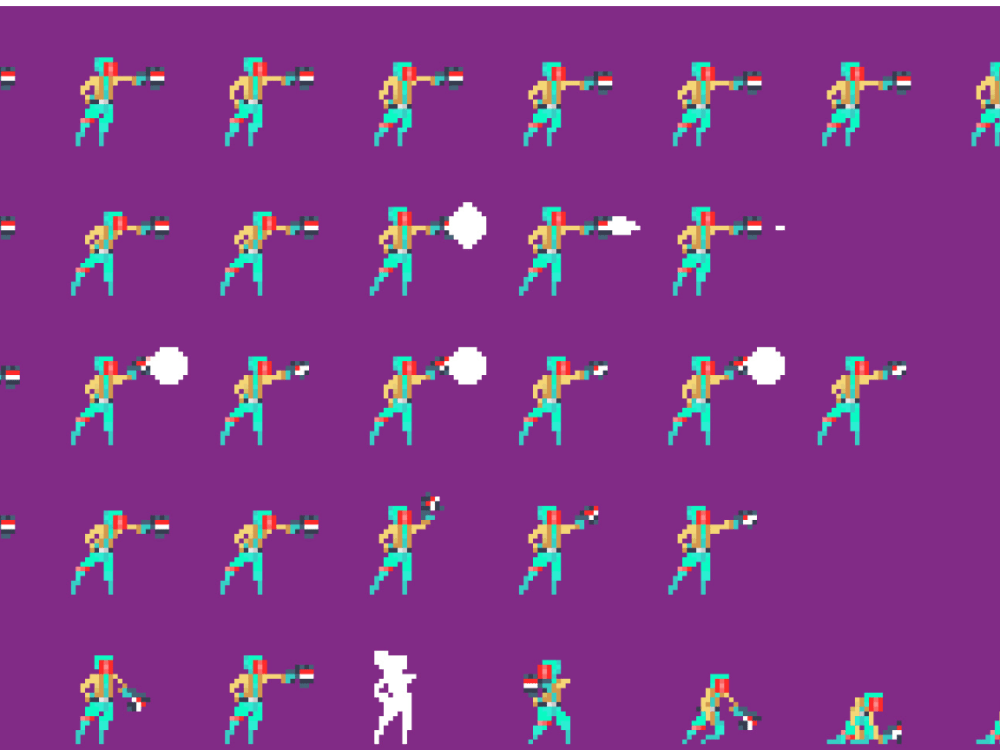 Make an animated sprite sheet of a pixel art character | Upwork