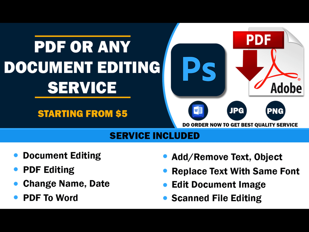 Any PDF and document editing service in 24 hrs | Upwork
