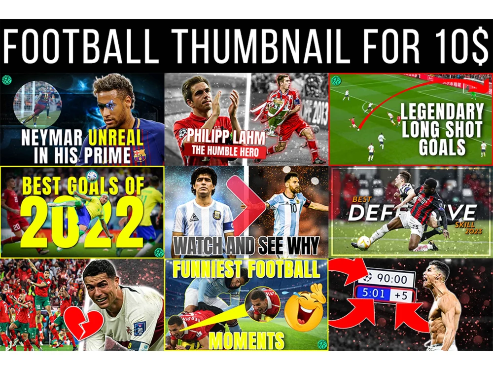 A custom, eye-catching, and attractive soccer/football YouTube ...