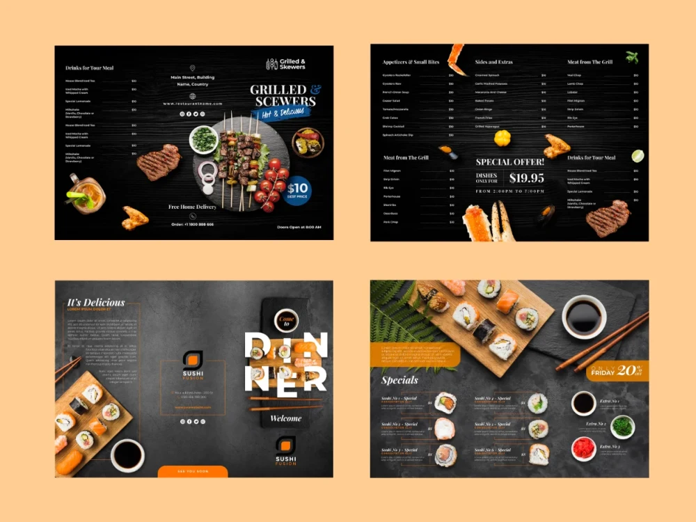 Elegant and unique menu design | Upwork