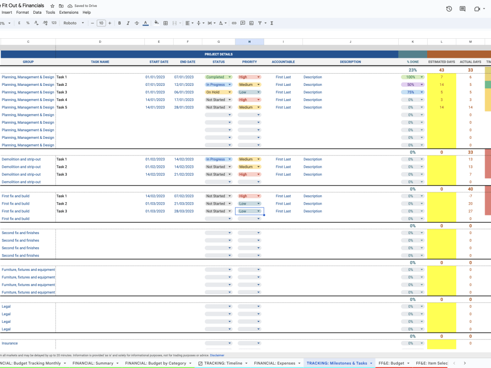 Consultant Project Management Office Fit Out Project Plan & Tracker ...