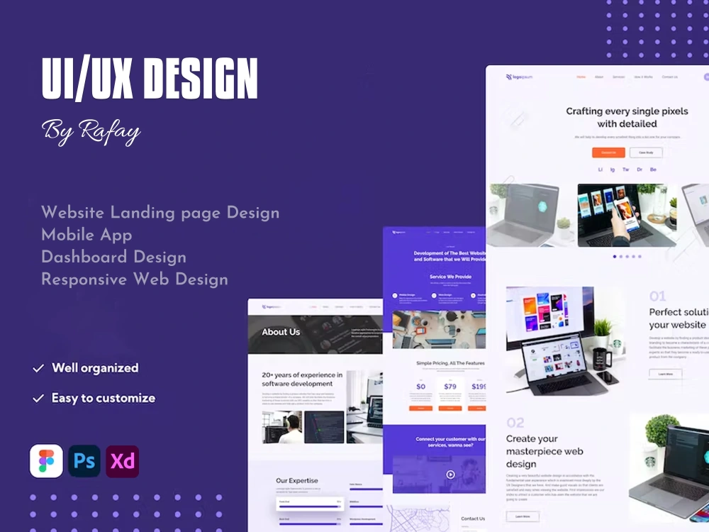 Responsive website UI UX design, Dashboard or Landing Page design, Web UI | Upwork