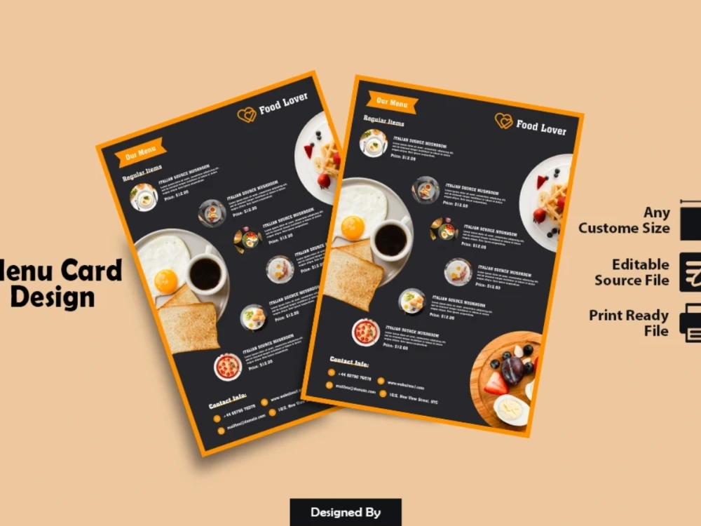 Beautiful food menu designs | Upwork