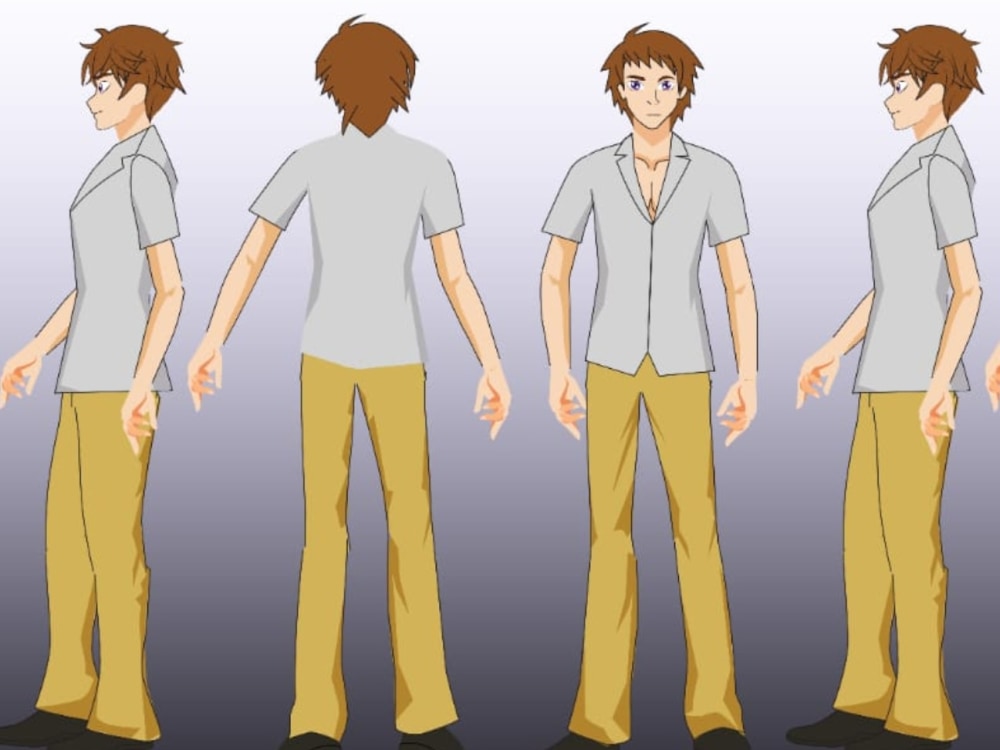 2d character design, Japanese anime style, sheets in anime style | Upwork