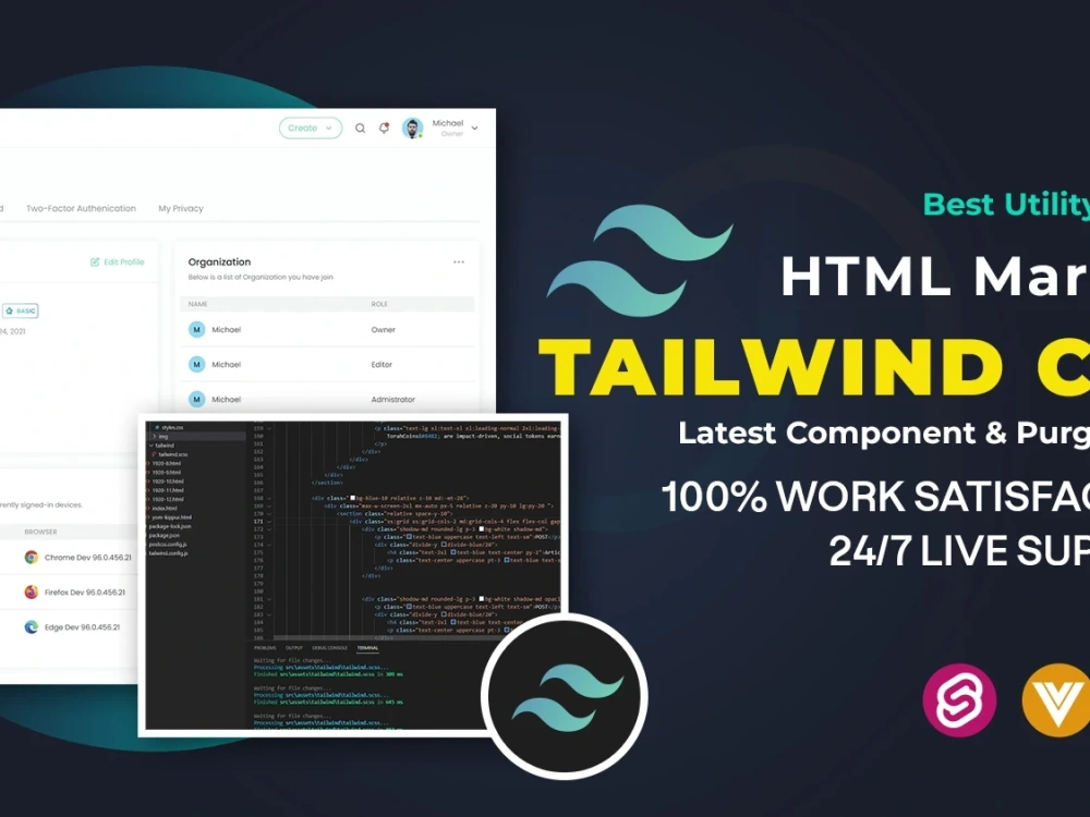 Your Design Into Html5 And Tailwindcss In Reactjs Svelte Vue Wordpress Upwork