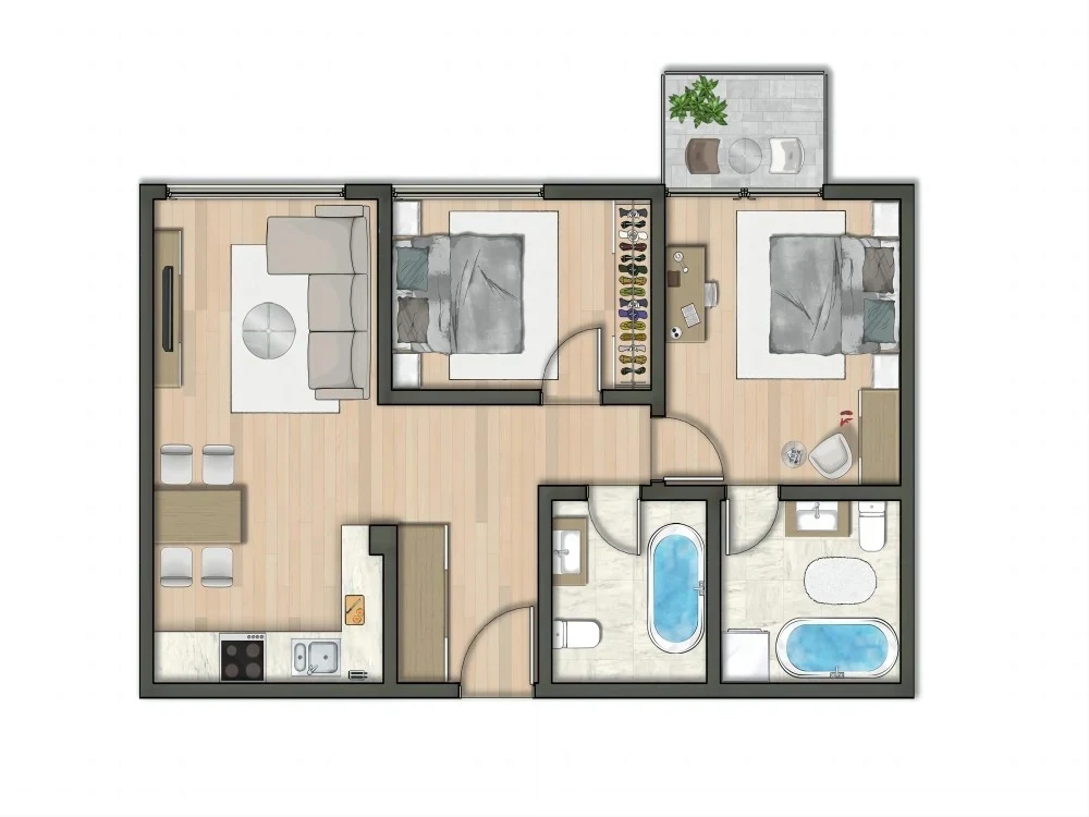 2D floor plan rendering layout | Upwork