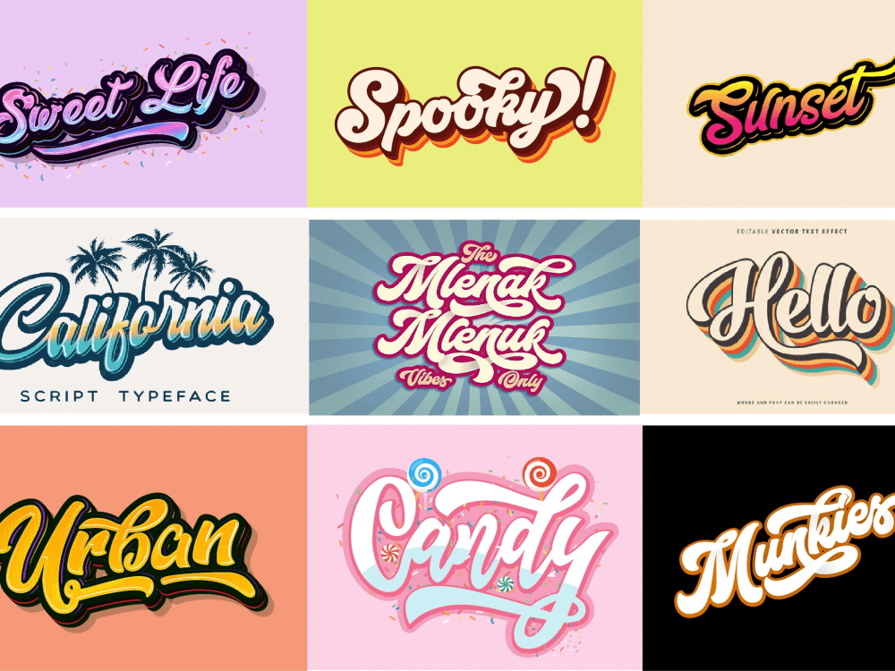 3d retro vintage typography vector logo, custom hand lettering | Upwork