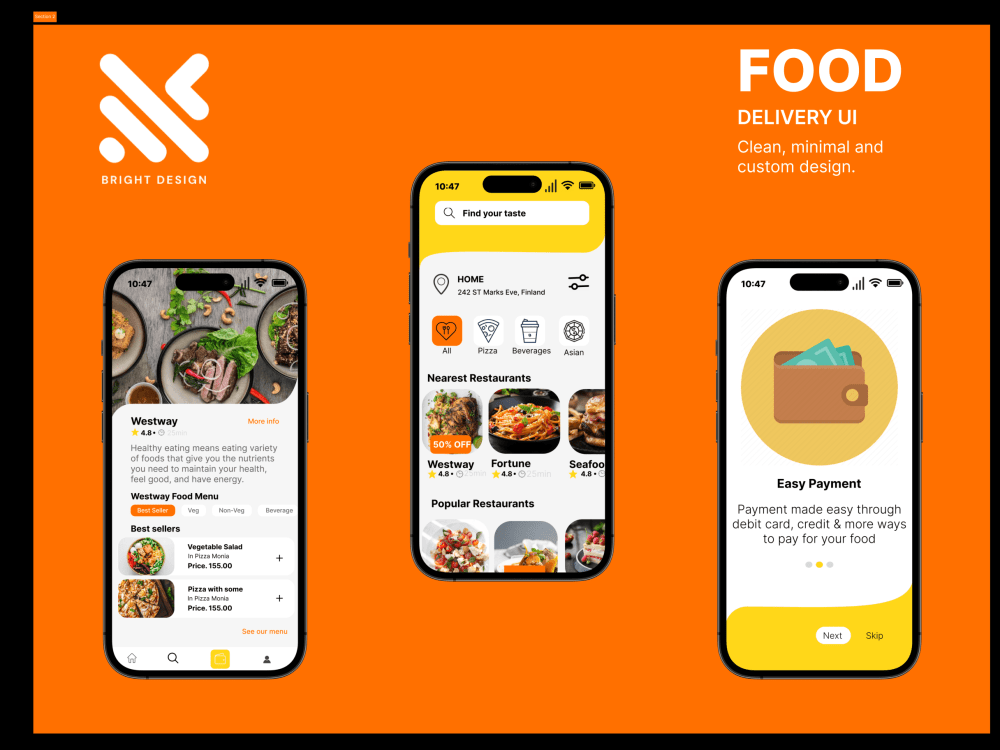 A clean design food delivery app UI user interface | Upwork