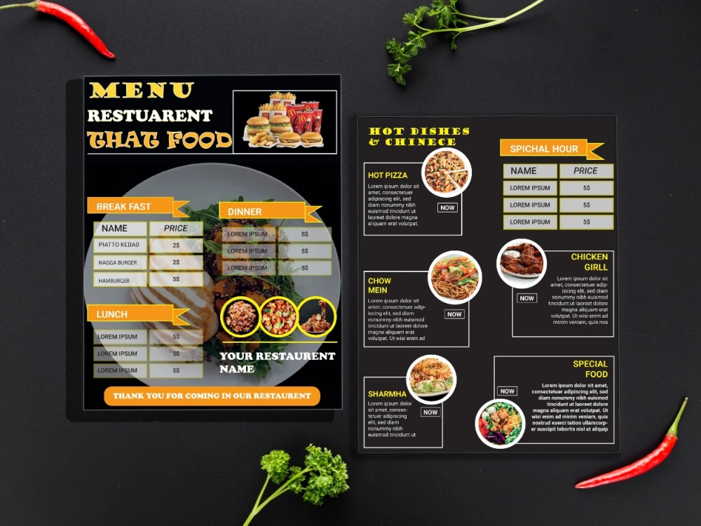 Professional restaurant menu design | Upwork