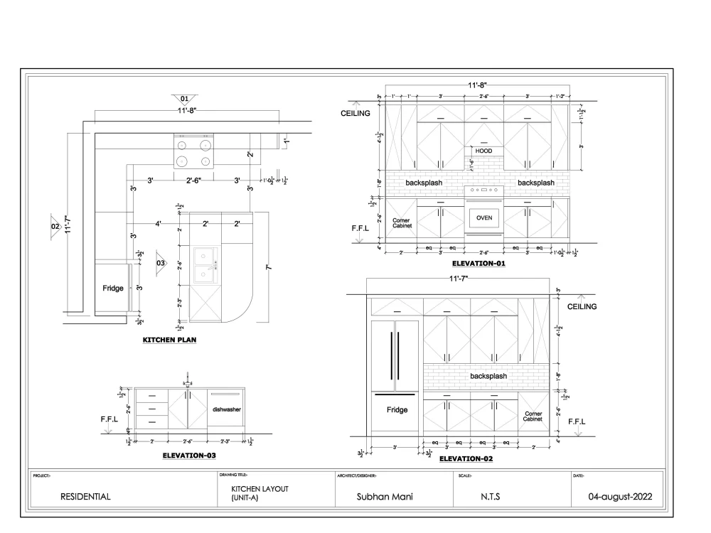 Professional Kitchen drawings in AutoCAD | Upwork