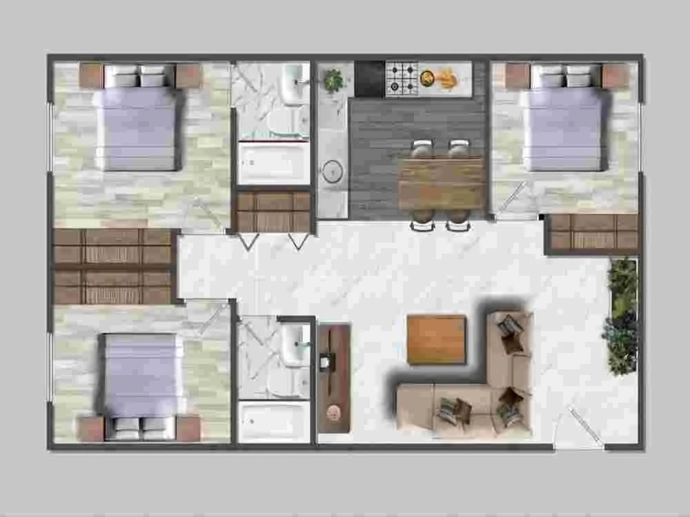 Realistic 2D floor plan rendering | Upwork