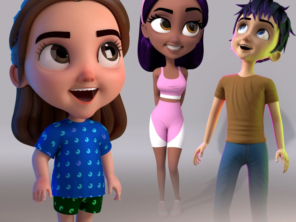 Perfect cartoon and stylized 3D characters in include texture and ...