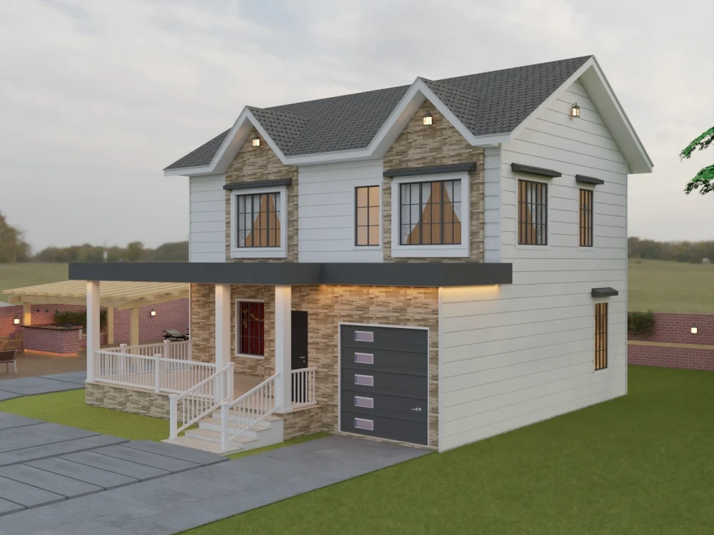 A professional and sophisticated exterior house rendering design | Upwork