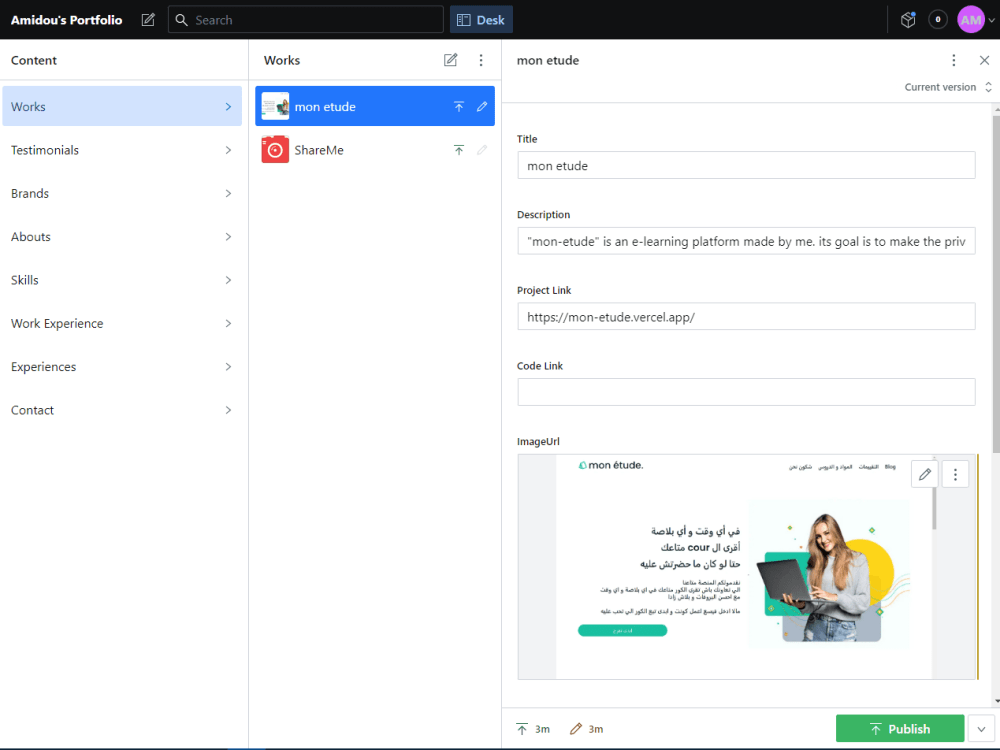 An amawing personal portfolio made with ReactJs and Sanity io | Upwork