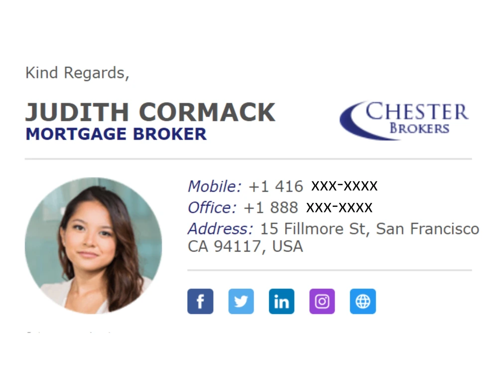 Clickable HTML email signature with Social Media icons | Upwork