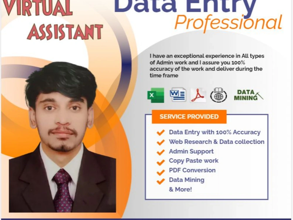 Data entry, Web research, copy paste & virtual assistant with 100% Accuracy | Upwork