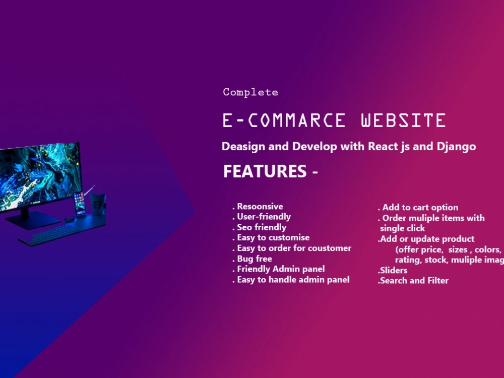 Custom e-commerce website with react and Django | Upwork