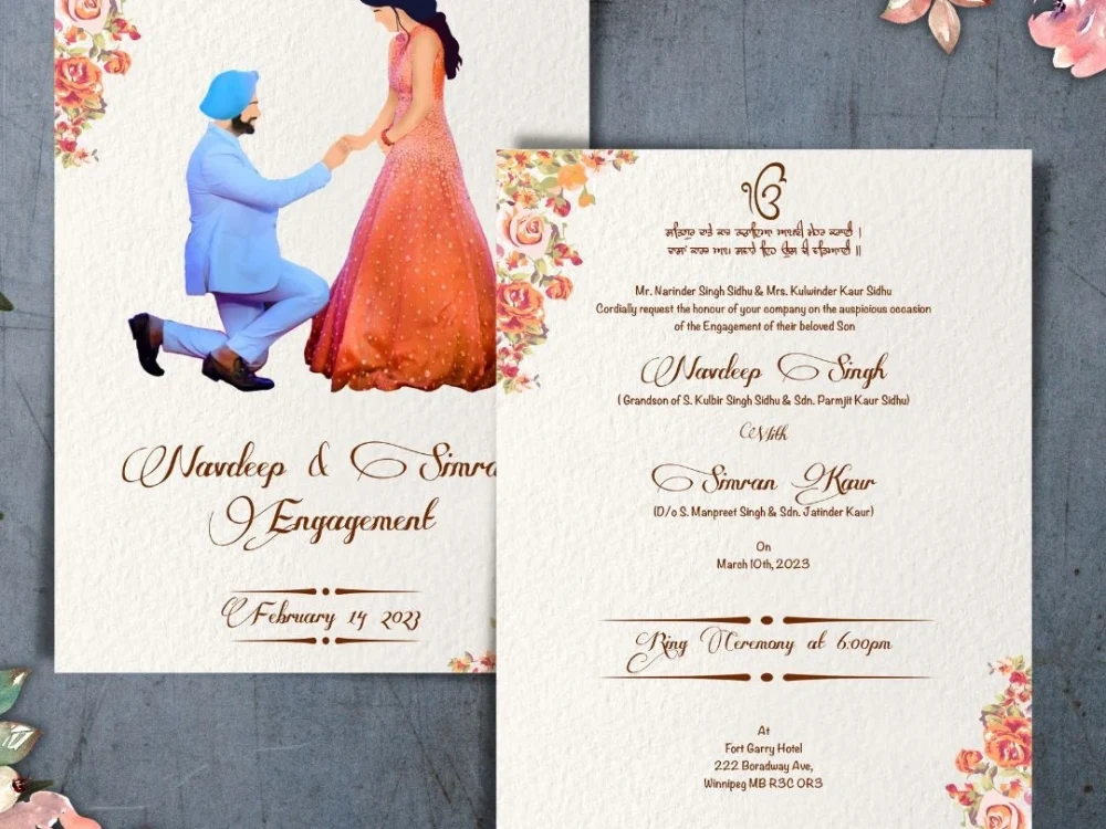 Customized wedding invitation cards with couple's illustration | Upwork