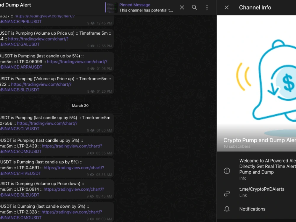 A smart bot which will notify you on Telegram for Crypto Pumps or Dumps | Upwork