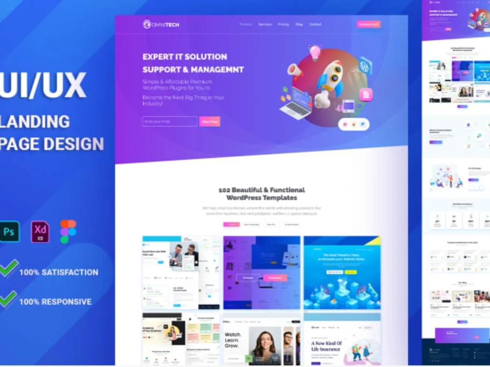Responsive website UI/UX design, web UI or landing page UI design in ...