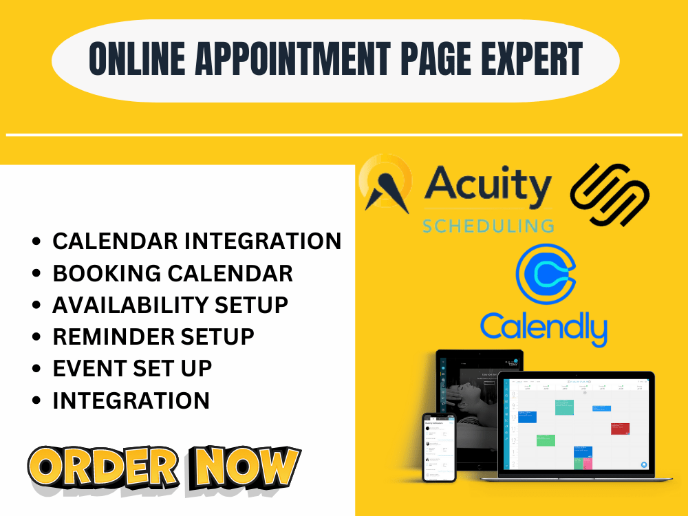 Calendly, acuity scheduling, square online appointment booking page setup | Upwork