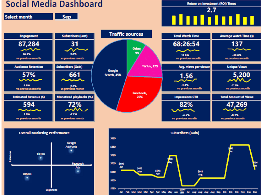 Dynamic Excel Dashboard and Charts with Your Own Metrics - Expertly ...