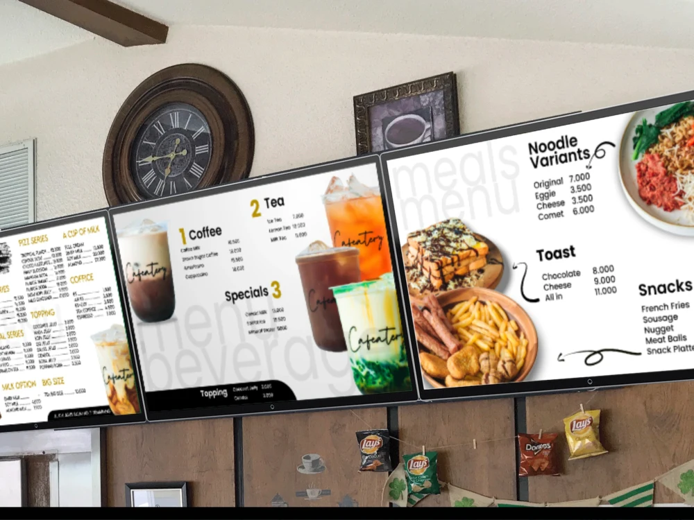 Menu board design for restaurant with a monochromatic style | Upwork