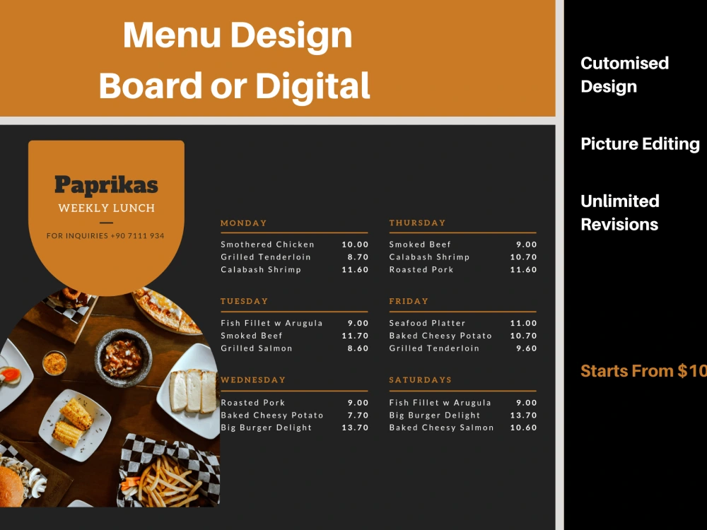 Resutrant menu ,Tv screen menu,digital menu in 12 hours | Upwork