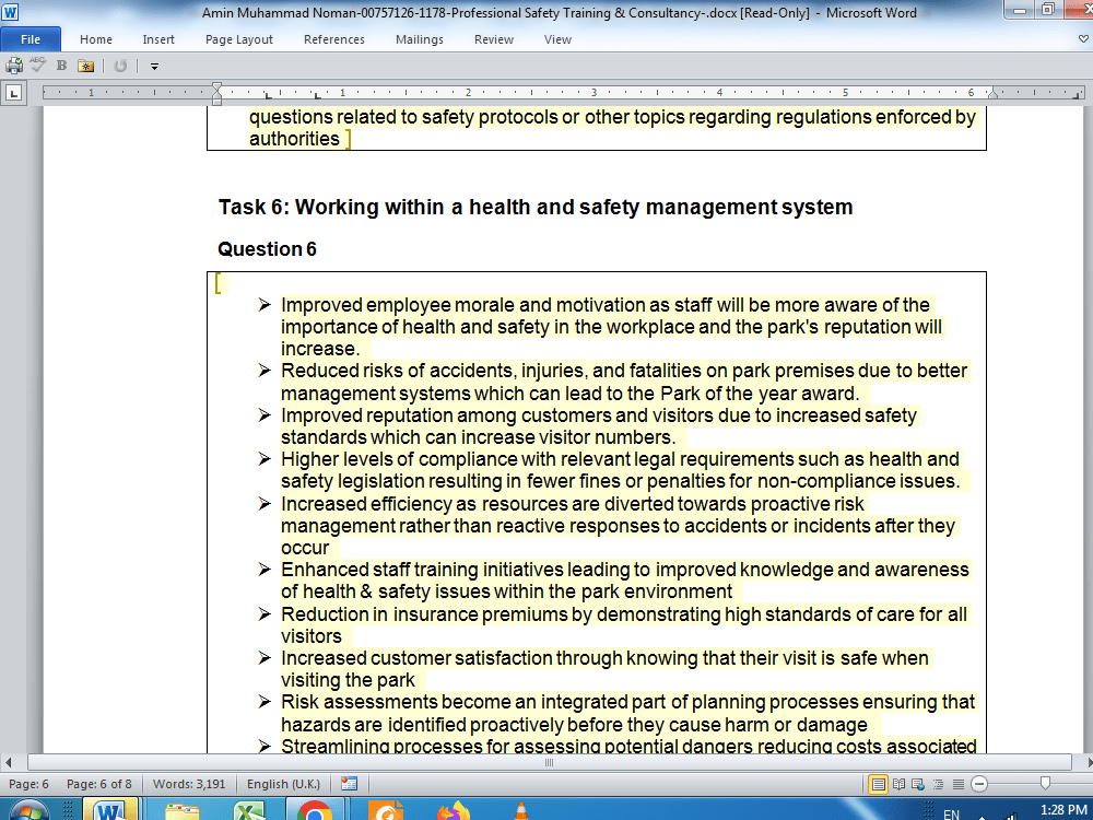 Help IG1 or IG2 report writing for Nebosh (New pattern) risk assessment ...