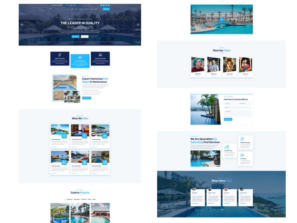 Website pool company with develop with Bootstrap long project 1-2 month ...