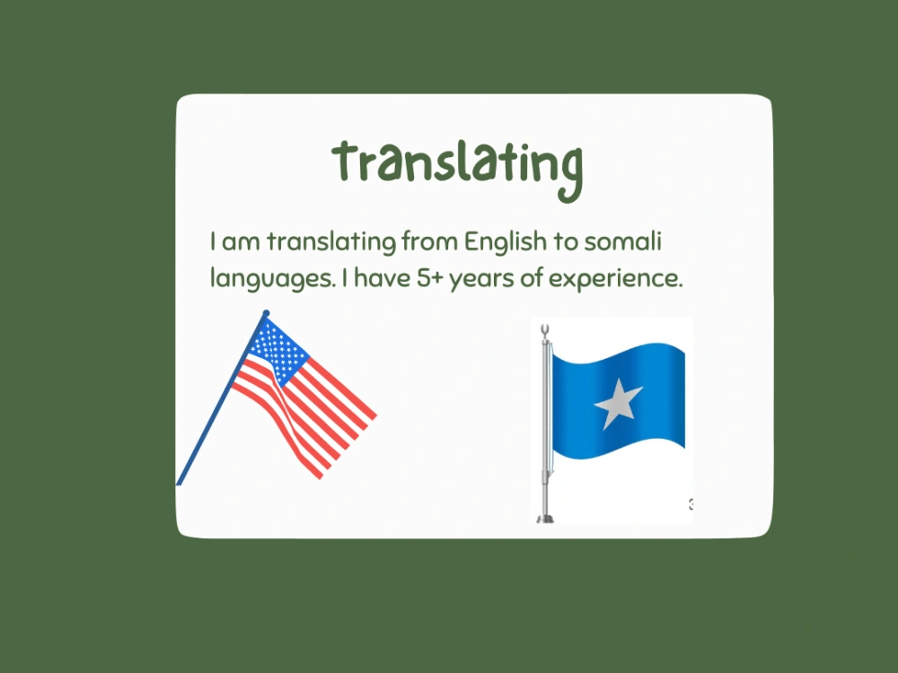 A professional translating from English to somali languages | Upwork