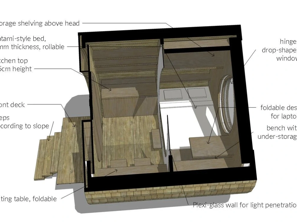 Funky wooden Cabin Plan | Upwork