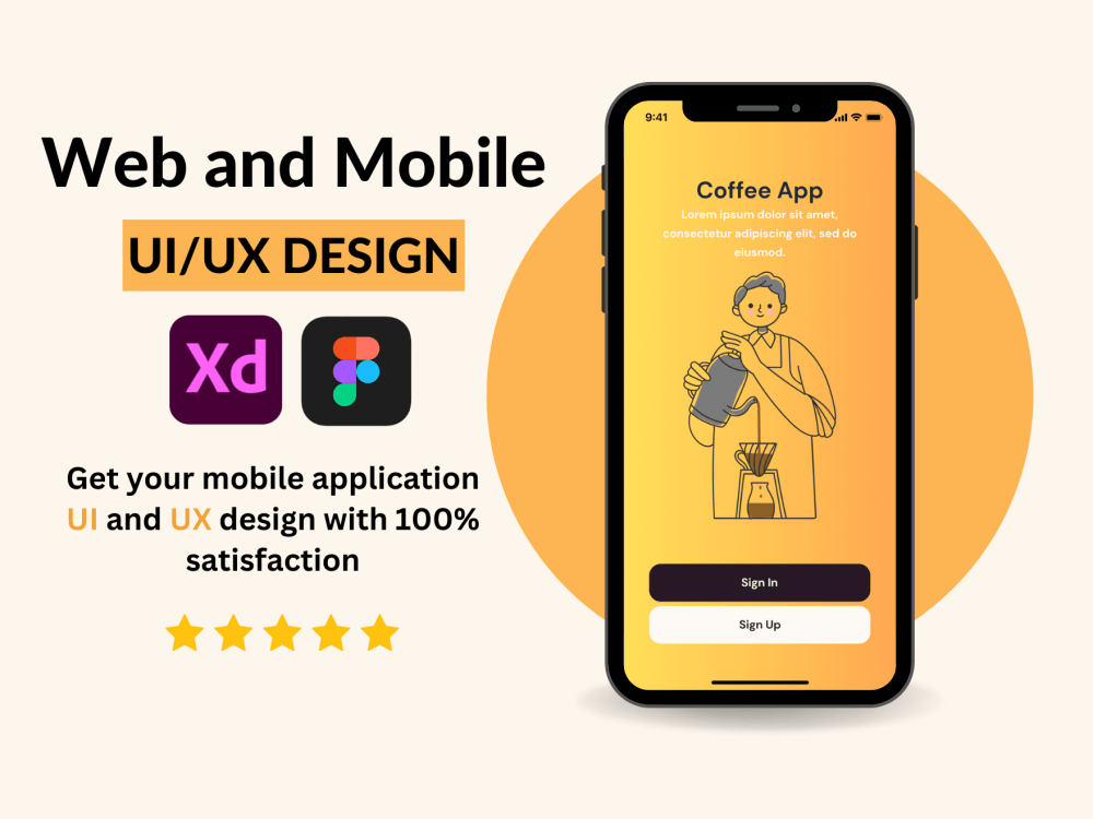 Responsive UI/UX mobile app design, website landing page design in ...